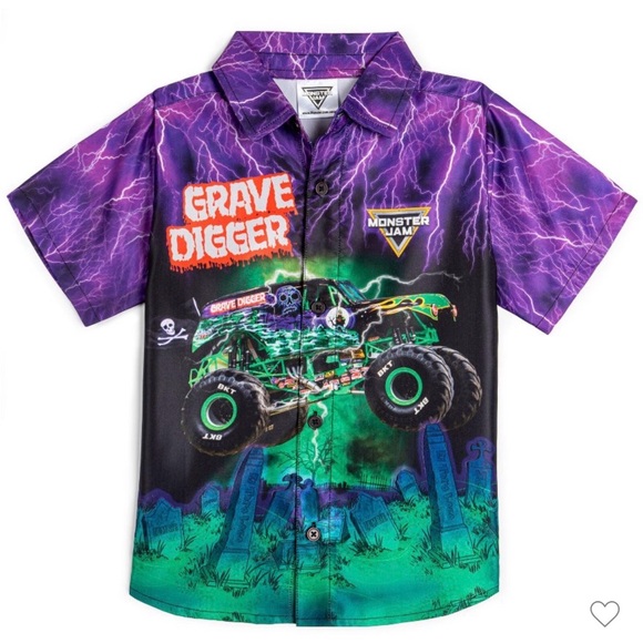 Monster Jam | Shirts & Tops | Monster Jam Boys Grave Digger Button Down ...